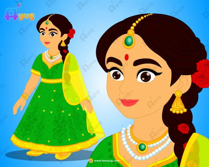 Green Suit Girl (Gopi) – Traditional Character with Yellow Dupatta ...