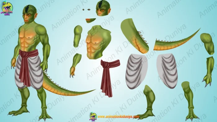 Lizard Man Horror Character – 2D Rigged Monster Set (Adobe Animate ...