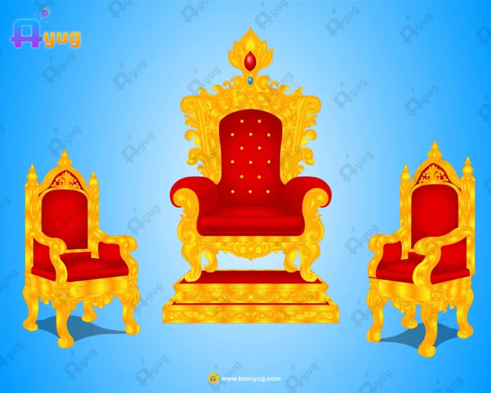 Royal King Throne (Singhasan) & Darbari Chairs – Golden Furniture Prop ...