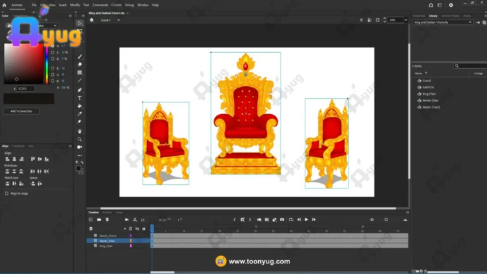 Royal King Throne (Singhasan) & Darbari Chairs – Golden Furniture Prop ...