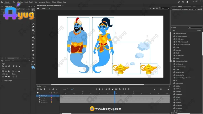 Male & Female Jinn (Genie) – Blue Magical Characters with Floating ...