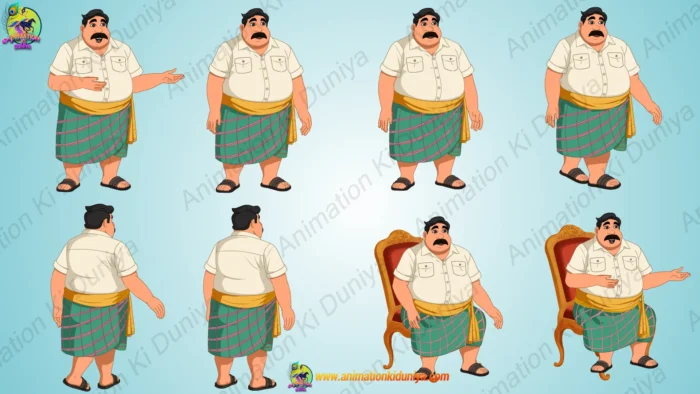 Indian Fatty Man (Motu) Character Design – 2D Vector Rigged Cartoon ...
