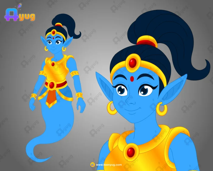 Male & Female Jinn (Genie) – Blue Magical Characters with Floating ...