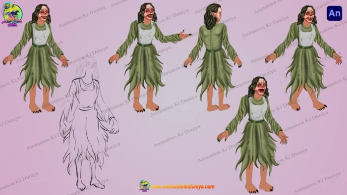 Scary Witch Zombie Character – 2D Horror Rig with Multiple Poses (Adobe ...