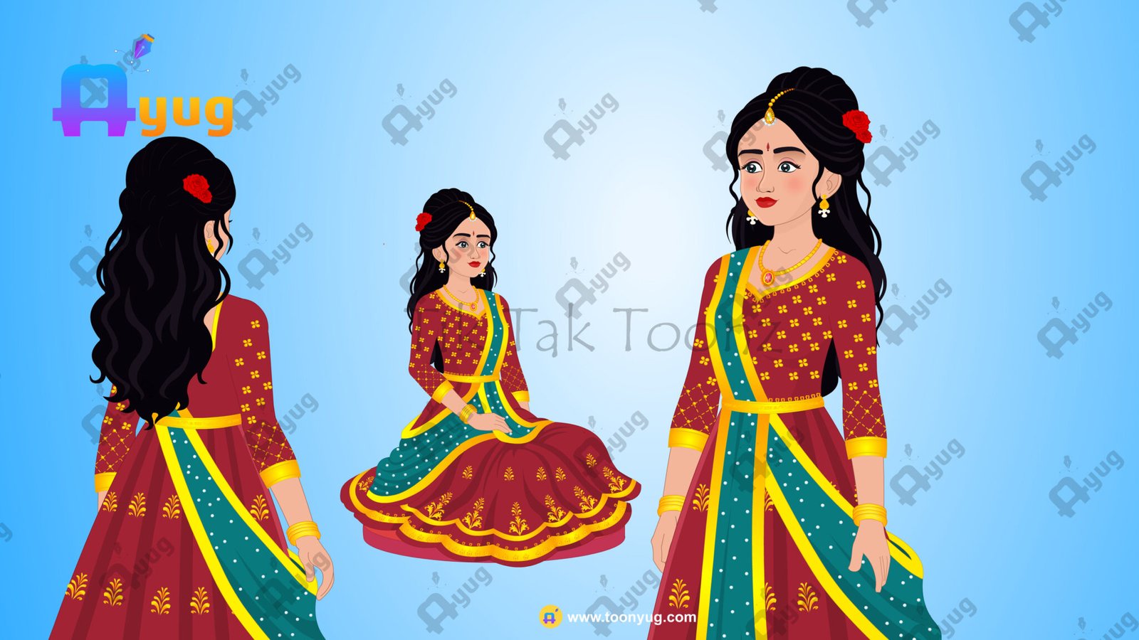 Indian Village Princess Rani Rajkumari Woman (Cute Girl) Animated Human ...