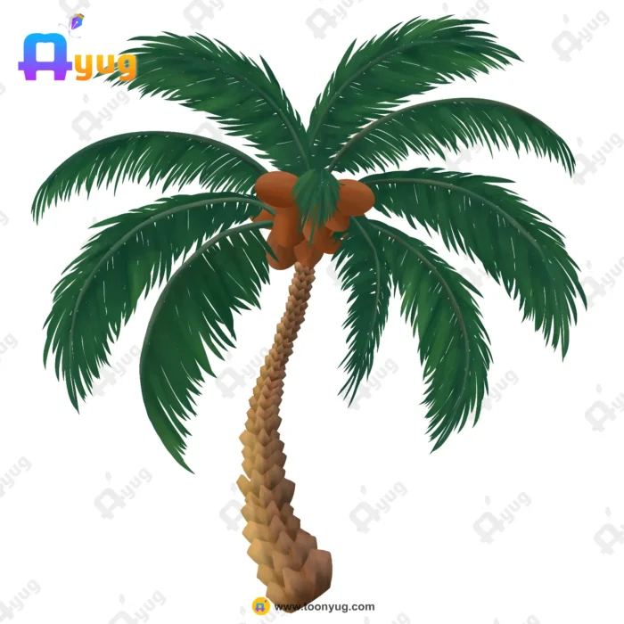 Indian Coconut Tree Vector – Nariyal Ka Ped with Orange Fruit Cluster ...