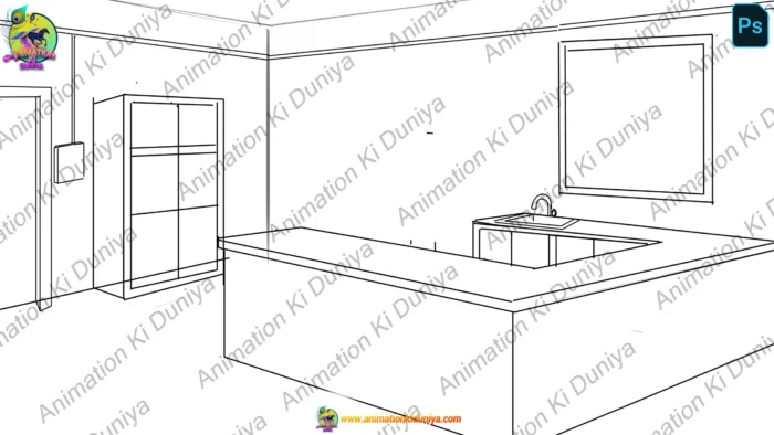 2D Cartoon Kitchen Interior Background – Traditional Indian Village ...
