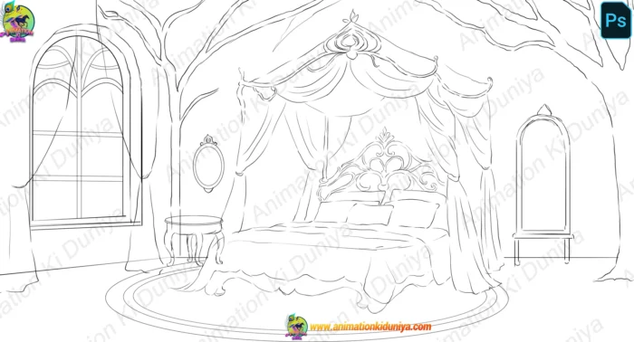 Royal Pari Lok Bedroom Background for 2D Animation – Purple Fantasy ...