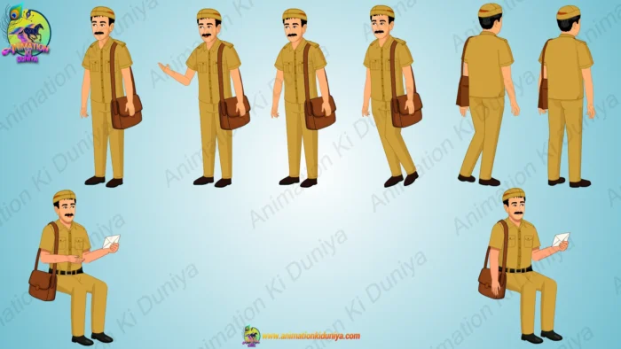 Indian Postman 2D Character Asset – Toonyug Animation