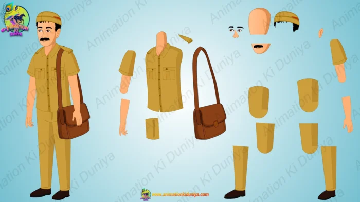Indian Postman 2D Character Asset – Toonyug Animation