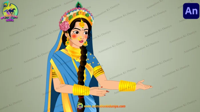 2D Radha Ji ( Rani ) Cartoon Character Set – Traditional Mythological ...