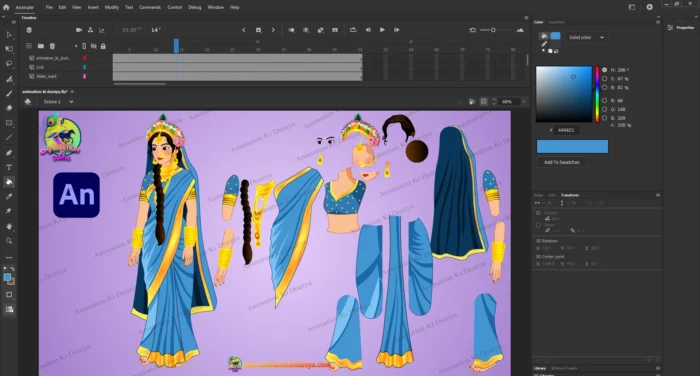 2D Radha Ji ( Rani ) Cartoon Character Set – Traditional Mythological ...