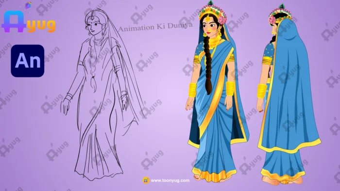 2D Radha Ji ( Rani ) Cartoon Character Set – Traditional Mythological ...