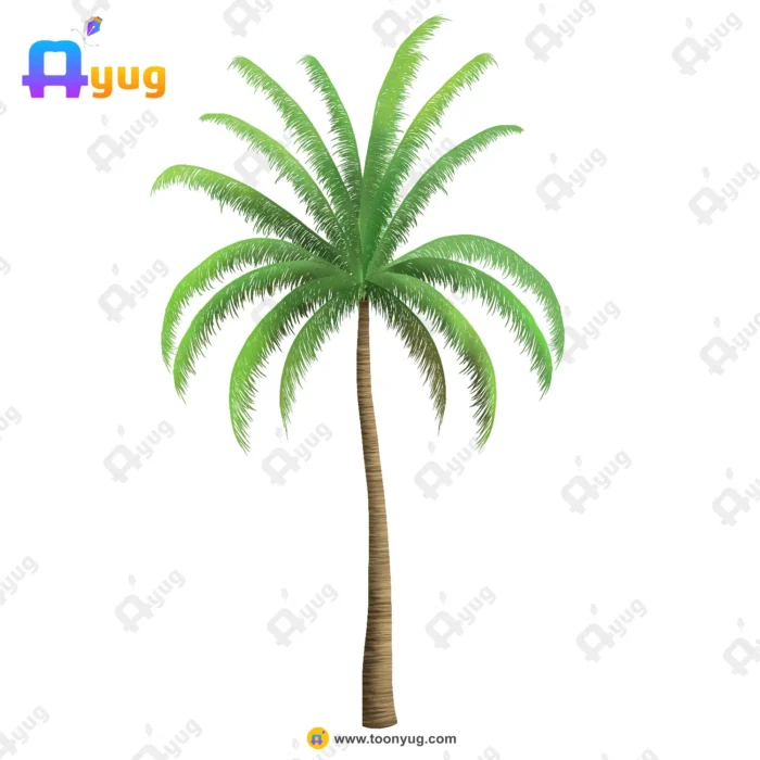 Indian Wild Palm Tree Vector – Tall Slender Trunk with Drooping Fronds ...