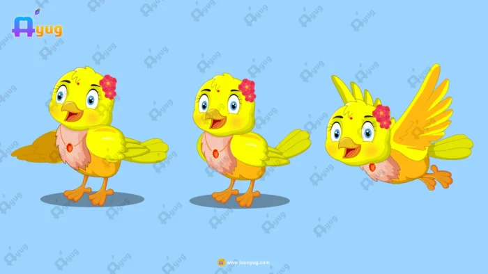 Cute Yellow Bird / Chidiya Character – Fully Rigged for Adobe Animate ...