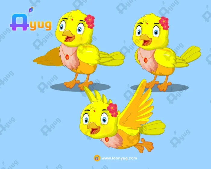 Cute Yellow Bird / Chidiya Character – Fully Rigged for Adobe Animate ...