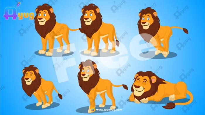 Free 2D Lion Character Set: 5+ Animated Poses & Expressions (.FLA ...